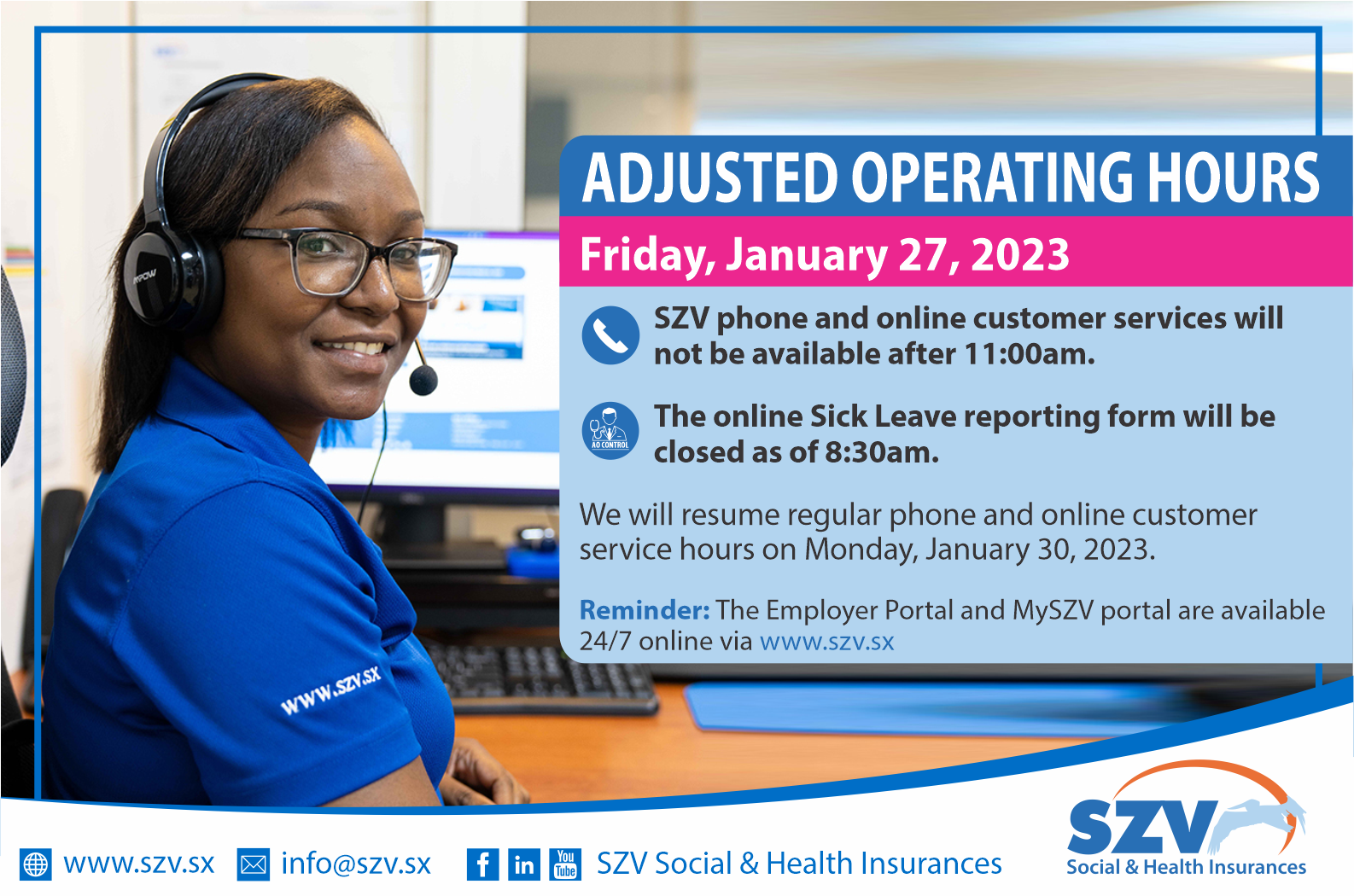 Adjusted operating hours January 27